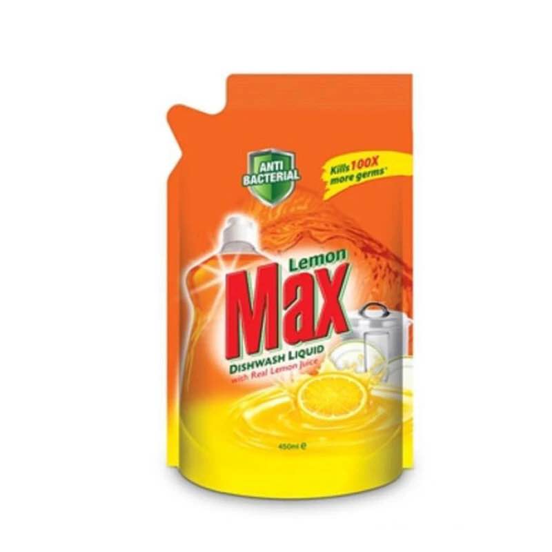 Lemon Max Dishwash Liquid Anti-Bacterial Poly Bag 450ml | Daraz.pk