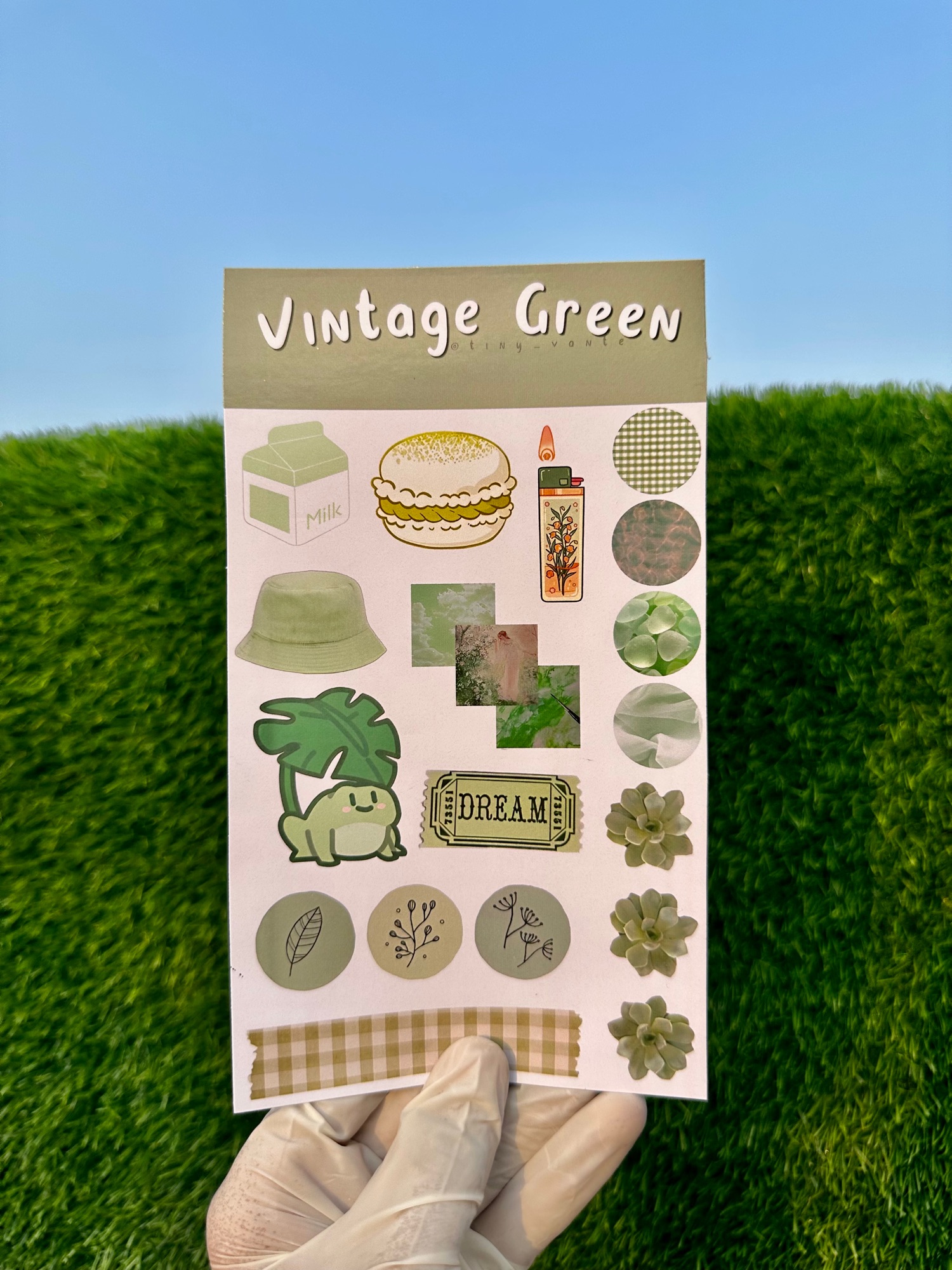 Vintage Green Journaling Sticker Sheet - Custom Waterproof Stickers ...