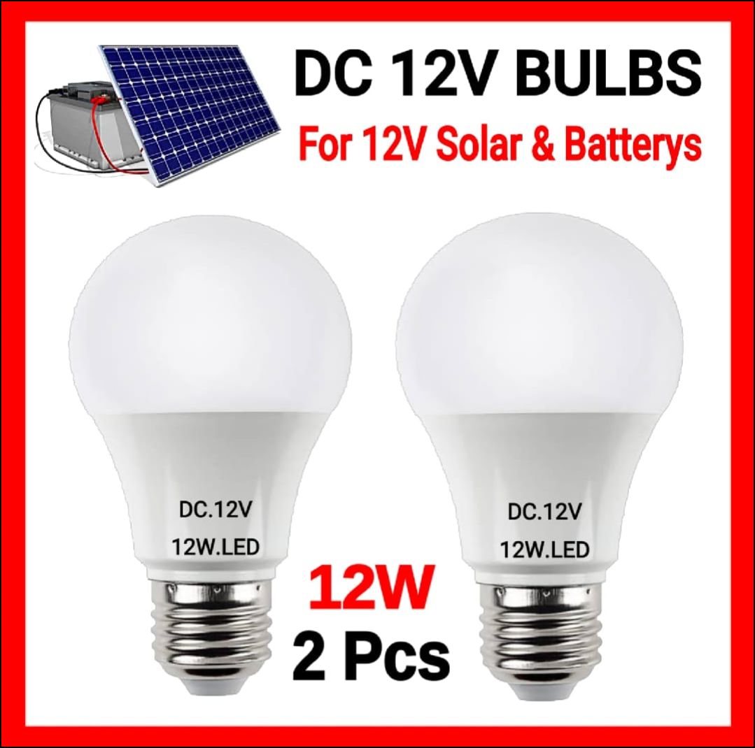 DC 12V LED Solar Bulb 12 Watts Screw Type E27 (Daylight White)- Solar ...