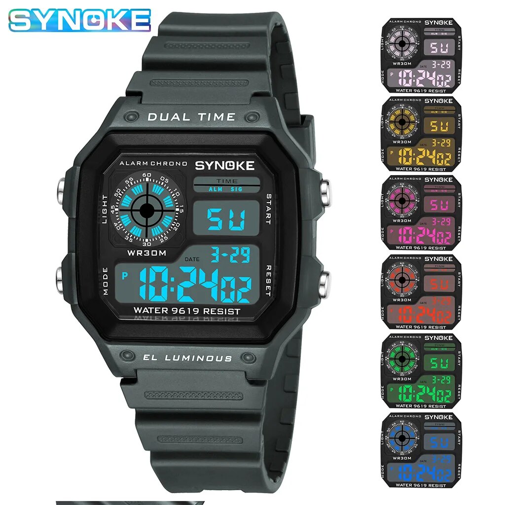 SYNOKE Digital Watches Men Sports Luminous Multifunction Waterproof ...