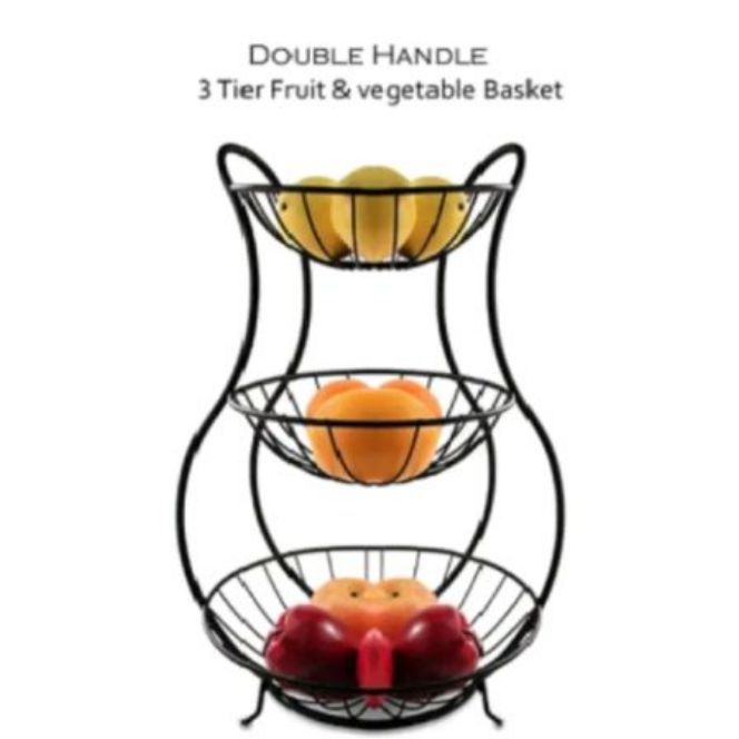 Three Tier Double Handle Kitchen Basket for Fruits and Vegetables - 3 ...