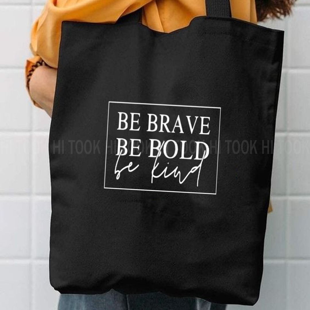 Trendy Brave Tag Printed Black Color Tote Bag For Girls & Women ...