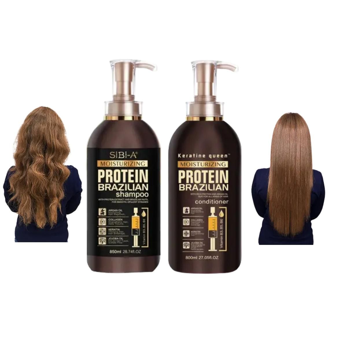 Keratin Queen Brazilian Protein Hair Straightening Shampoo Conditioner ...