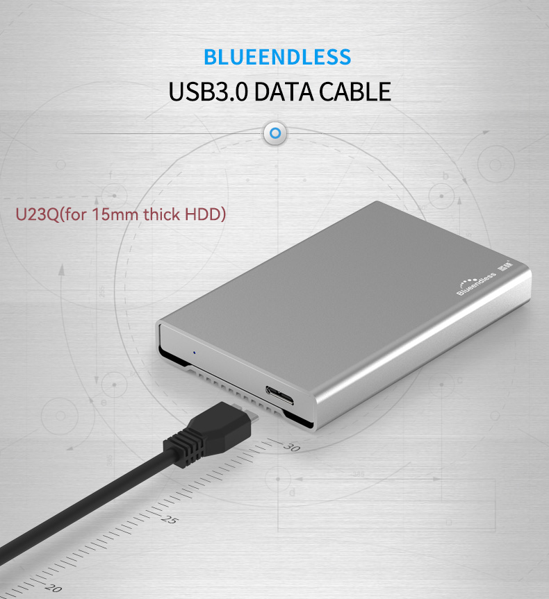 Blueendlless Aluminum Hdd Enclosure 2.5" Mobile Hard Disk Case Type-c ...