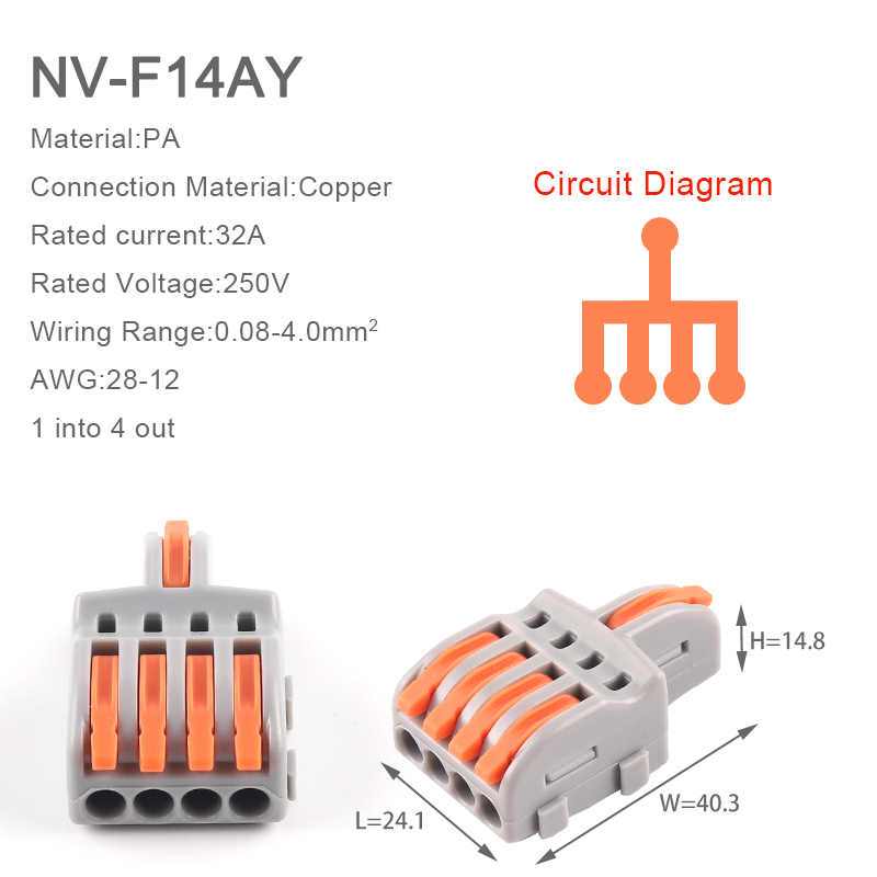 1 in multiple out Quick Wiring Connector Universal Splitter wiring cable Push-in Can Combined ...