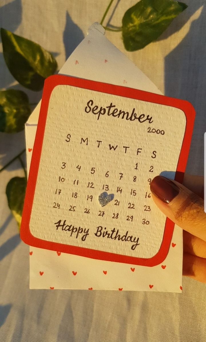 Handmade Calender Birthday Card with cute hearts envelope | Daraz.pk