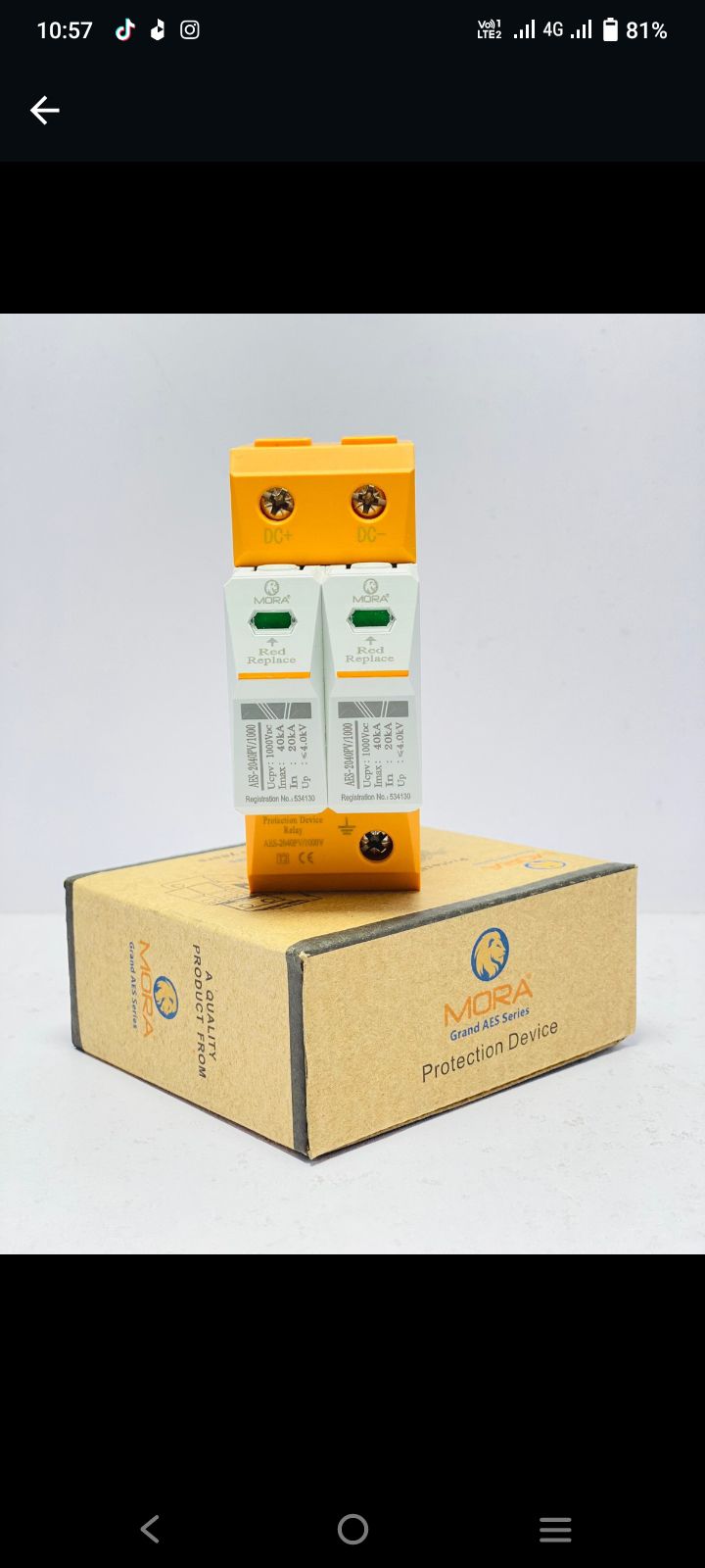 SPD 2-Pole DC 40KA Surge Protection Device 1000V Mora Bulgeria | Daraz.pk