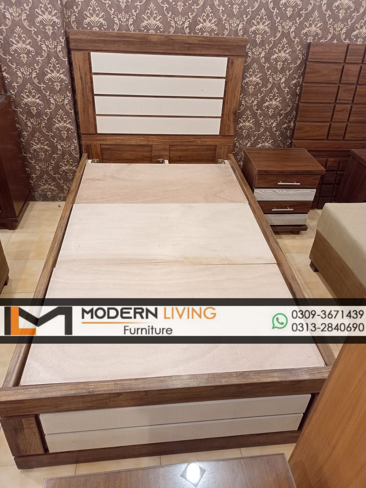 Modern Single bed one side table 6025 Customized | Daraz.pk