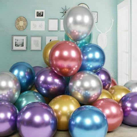 Metallic Chrome Balloons, shiny balloons (pack of 15 PCs) For Birthday ...