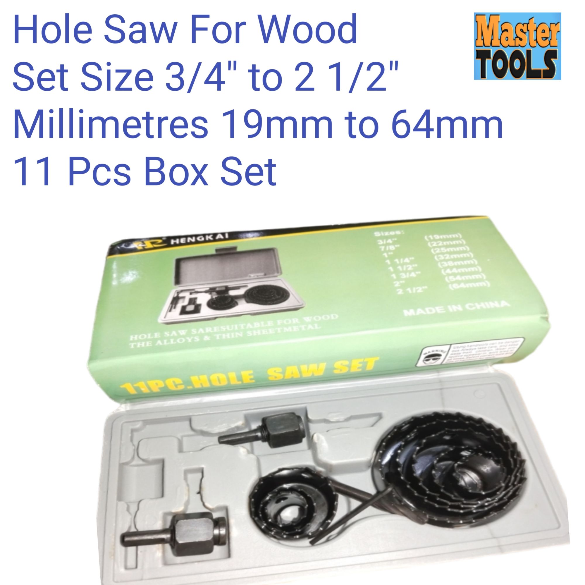 Hole Saw For Wood Set 11 Pcs Box Set Size 19mm to 64mm | Daraz.pk