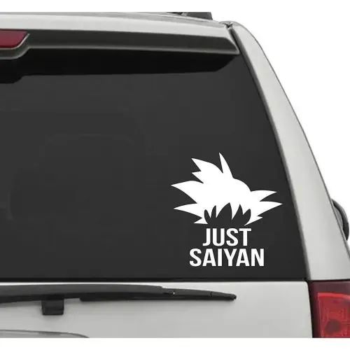 Seek Racing JUST Saiyan Decal CAR Truck Window Bumper Sticker Funny DBZ ...