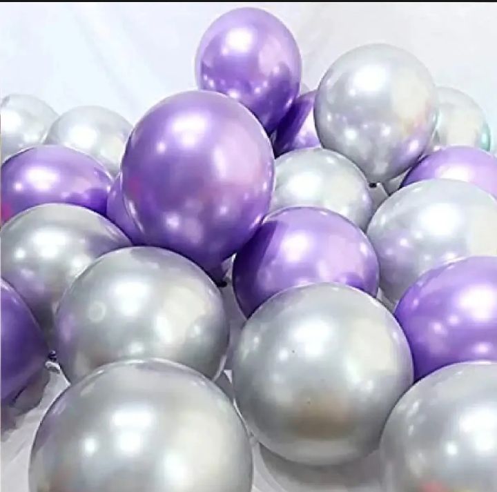 25 PCS Pack of 10 inch Metallic Chrome Latex Shiny Balloons for ...