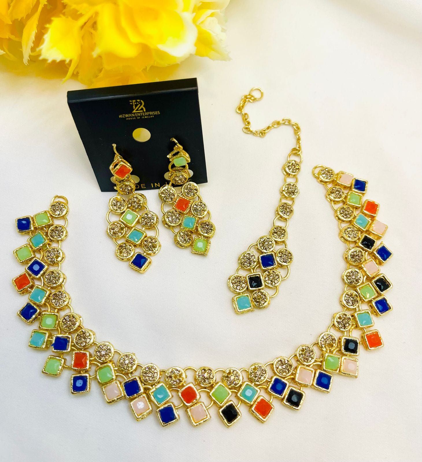 new stylish choker Patti set with earrings and tika for girls and woman ...