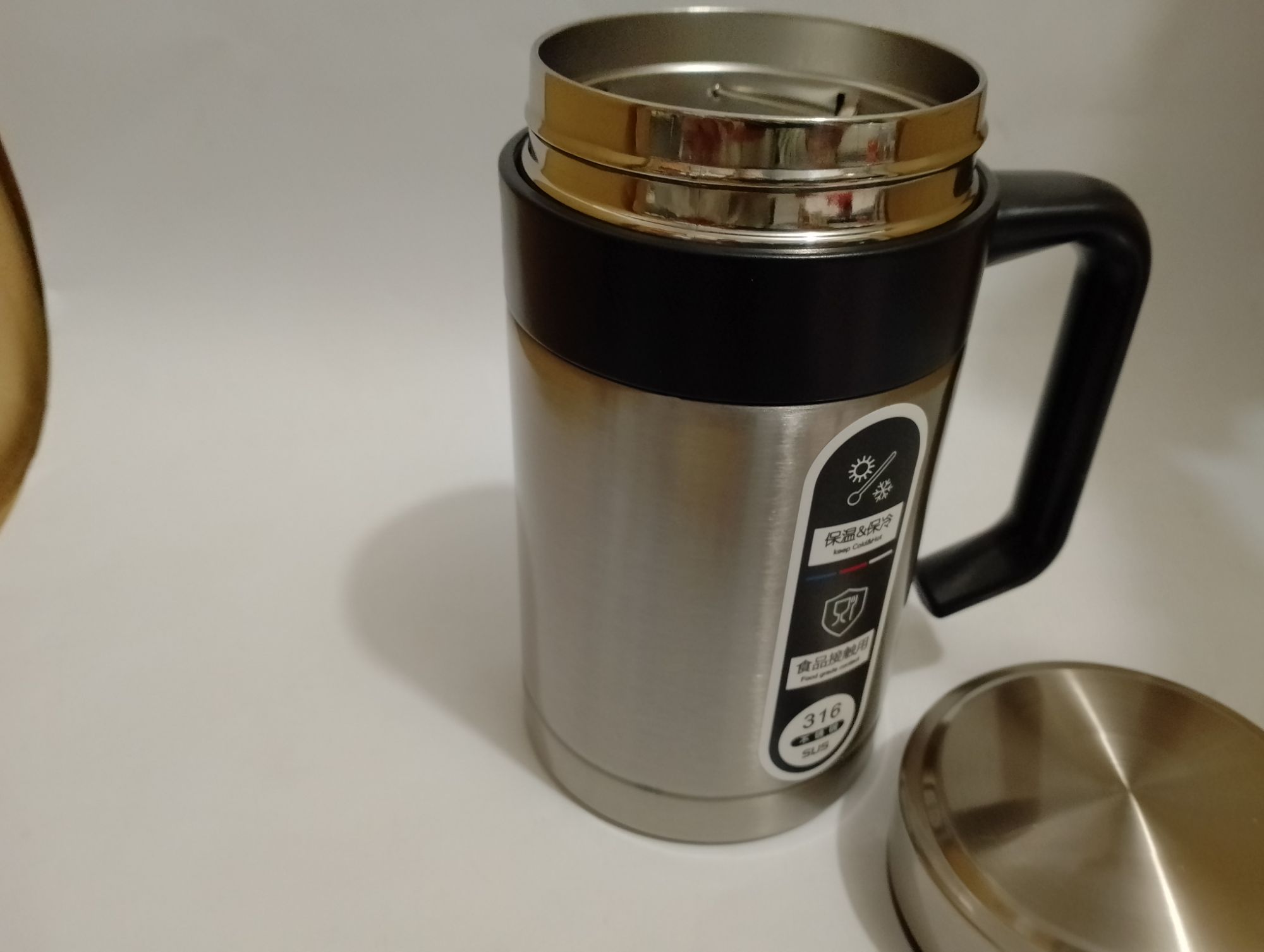 imported 304 stainless steel Thermos mugs tea cup with handle lid tea ...