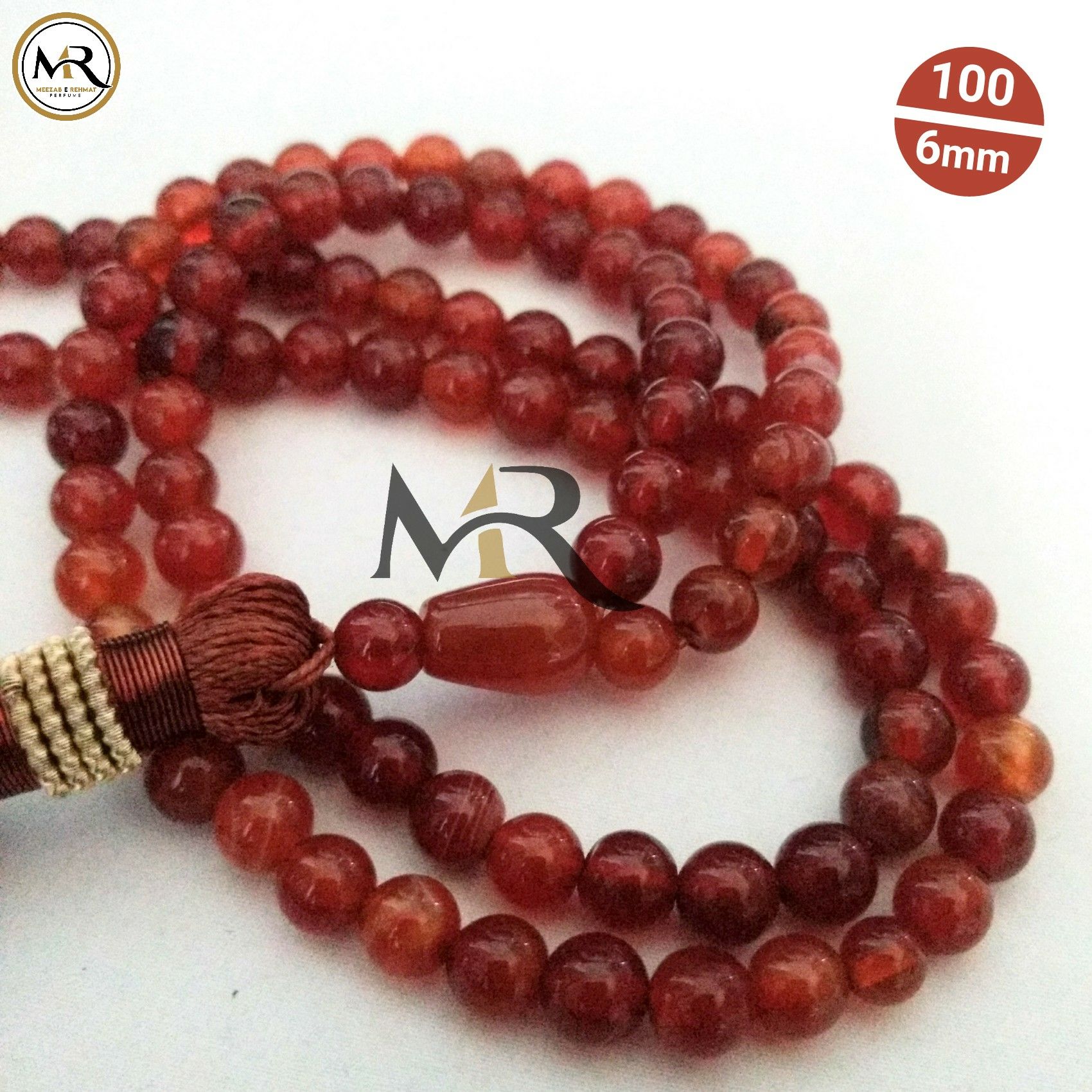 Red Aqeeq Stone Tasbeeh 100 Beads Size 6mm | Daraz.pk