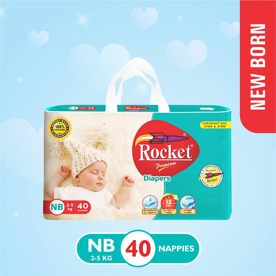 Rocket Premium Diapers new Baby born 2-5 kg (40 pcs per pack) | Daraz.pk