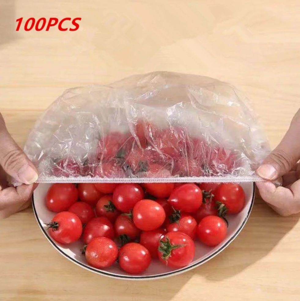 "Disposable Food Covers-Plastic Wrap with Elastic Edge for Freshness ...