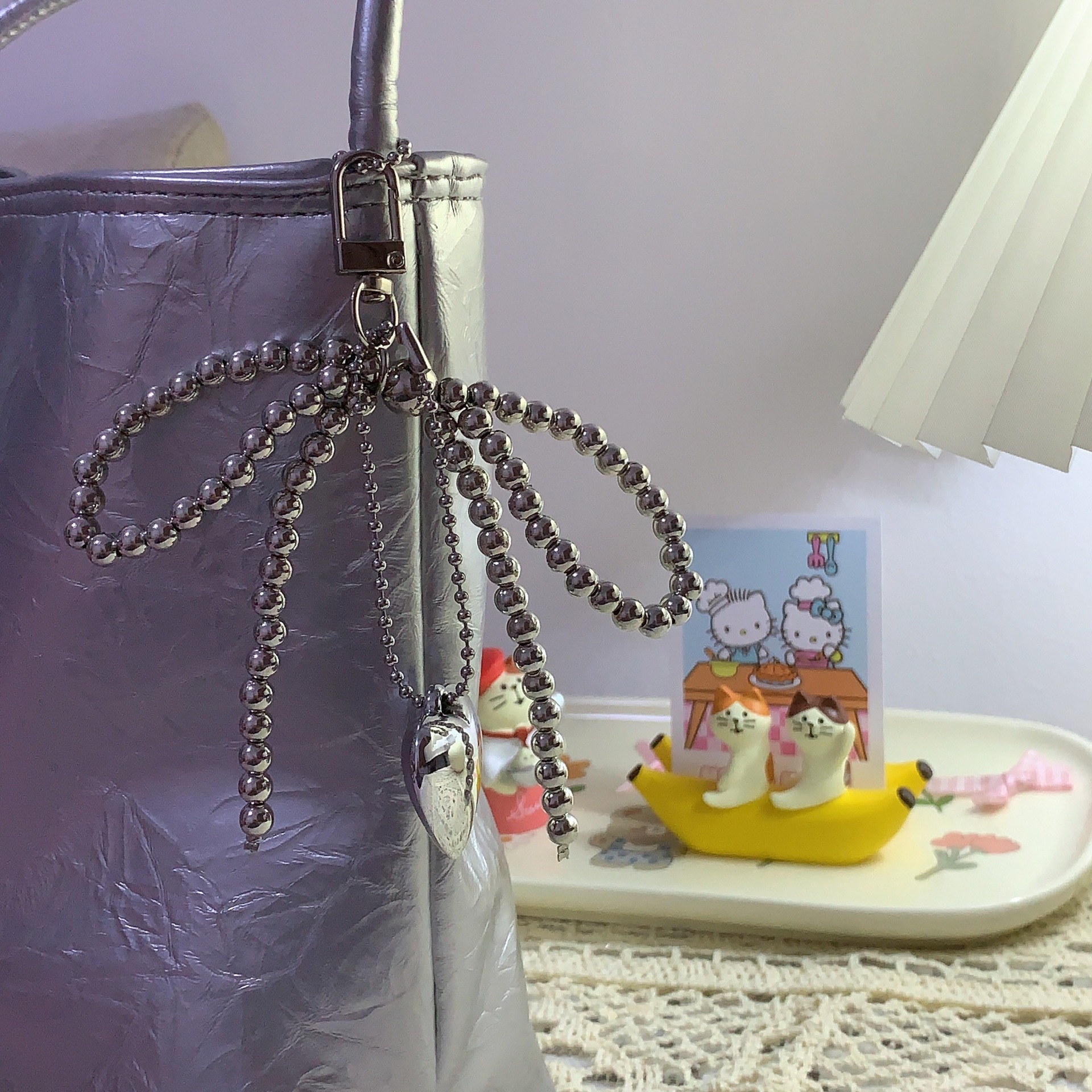 ZAKOL Delicate Beaded Key Chain White Pearl Bow Keychain Decoration For ...