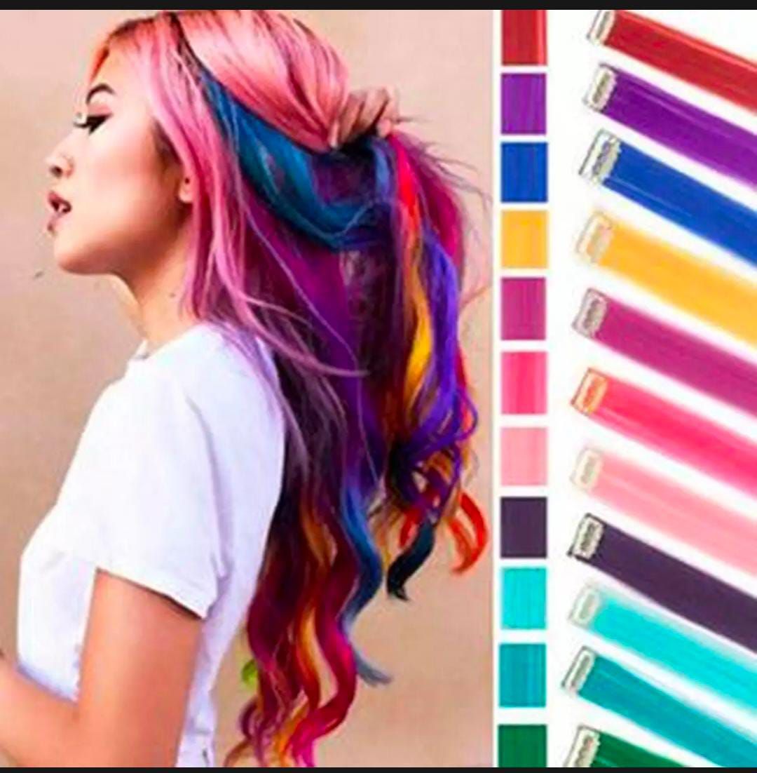 5 pcs hair clip extension strips / rainbow colors extension 5pcs | Daraz.pk
