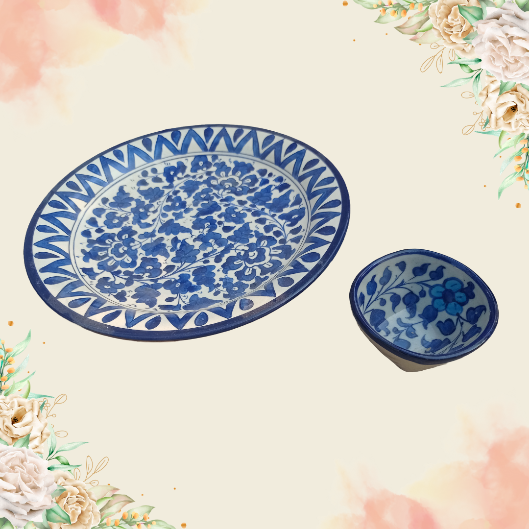 Fancy dinner plates blue pottery | Daraz.pk