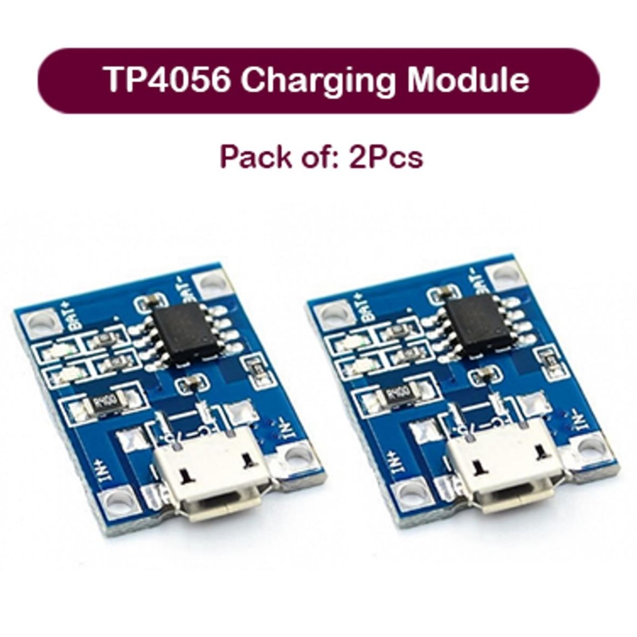 2 Pcs 5V mini TP4056 Lithium Battery Charging Board. Micro USB Charging ...