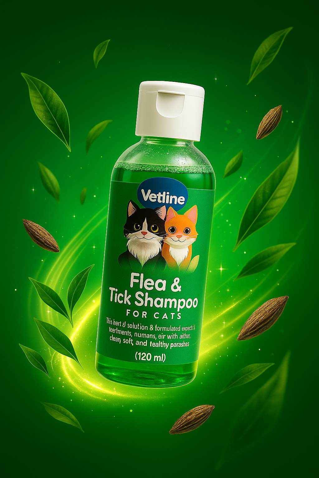 Vetline Flea & Tick Cat Shampoo – 120ml | Herbal Anti-Flea Shampoo ...