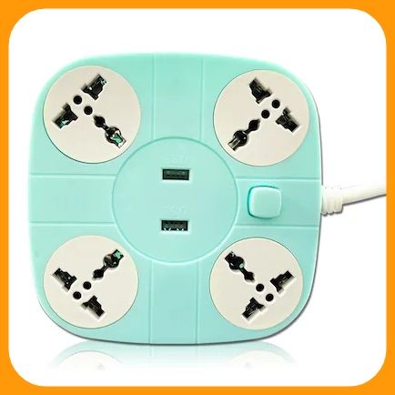 Smart Universal Extension Biard 4 Power Sockets + 2 USB Sockets With ...
