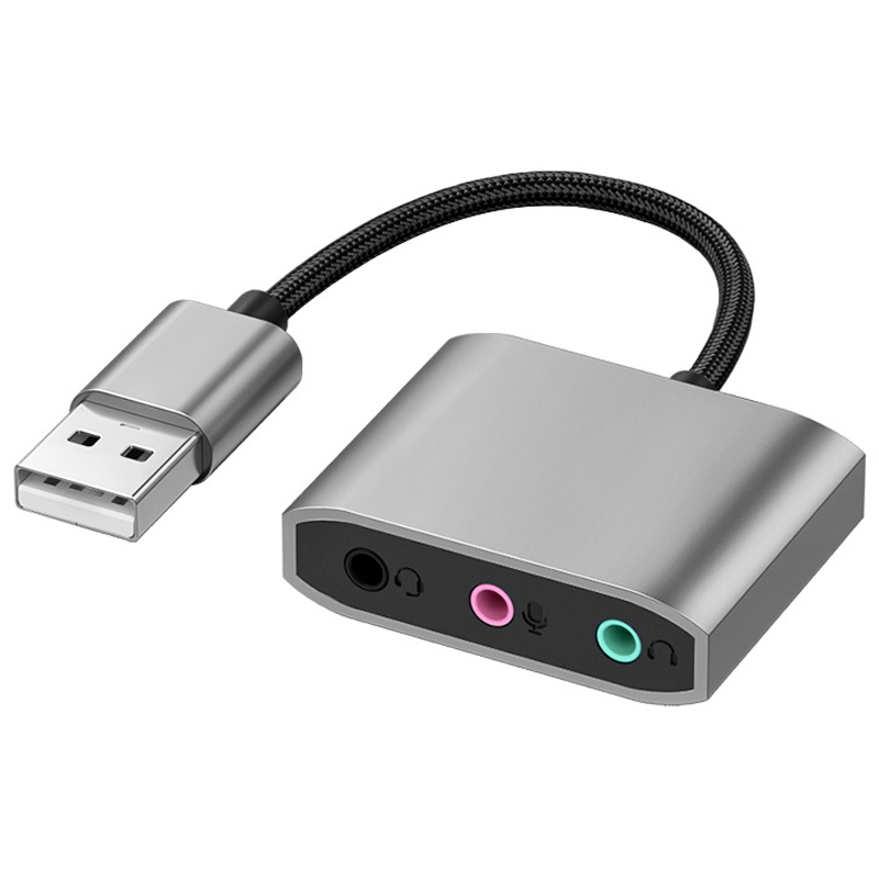 USB to Audio Jack Sound Card Adapter with Dual TRS 3-Pole 3.5mm ...