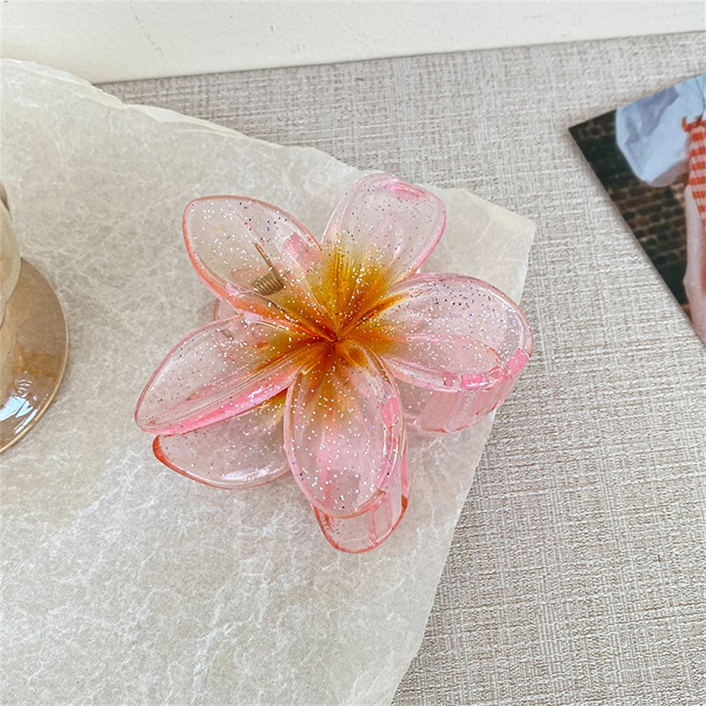 New Fashion Sparkling Flower Claw Clip for Women Transparent Sweet ...