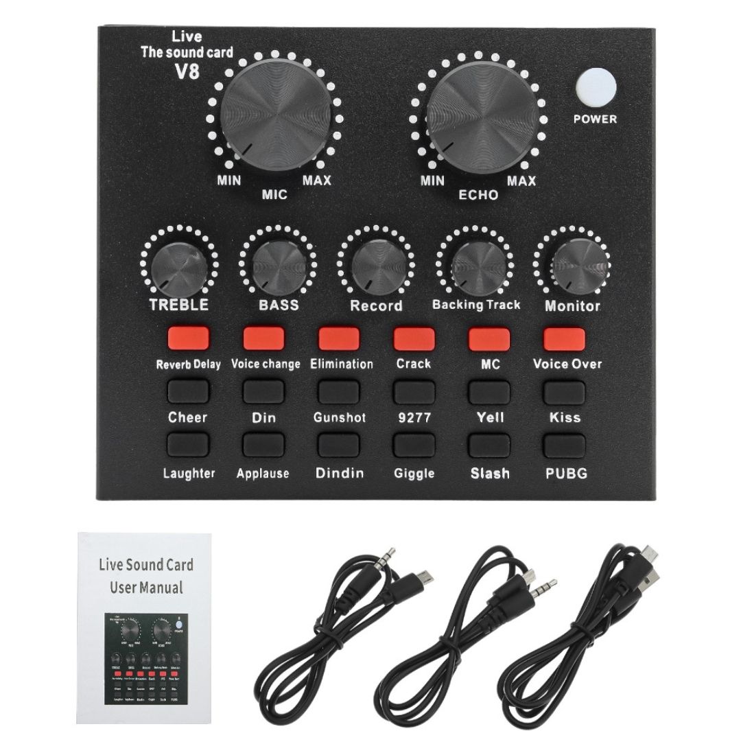 V8 Audio External USB Sound Card - Live Webcast Sound Card For Mobile ...