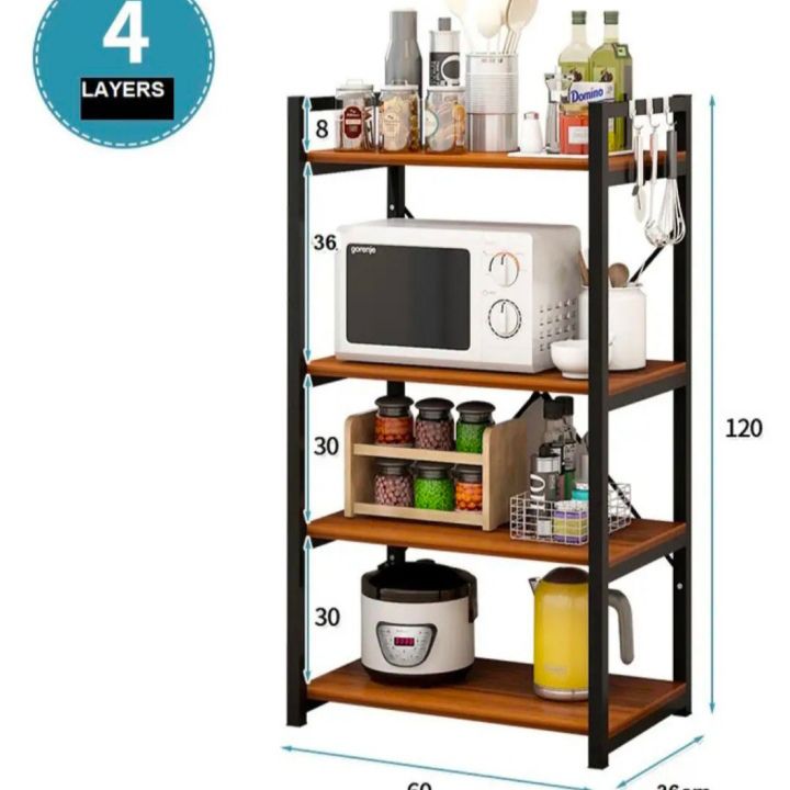 4-Tier Kitchen Bakers Rack with Hutch Industrial Microwave Oven Stand ...