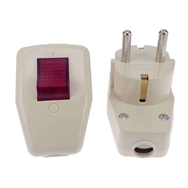 European Germany Schuko Rewireable Power Plug With Red ON OFF Switch ...