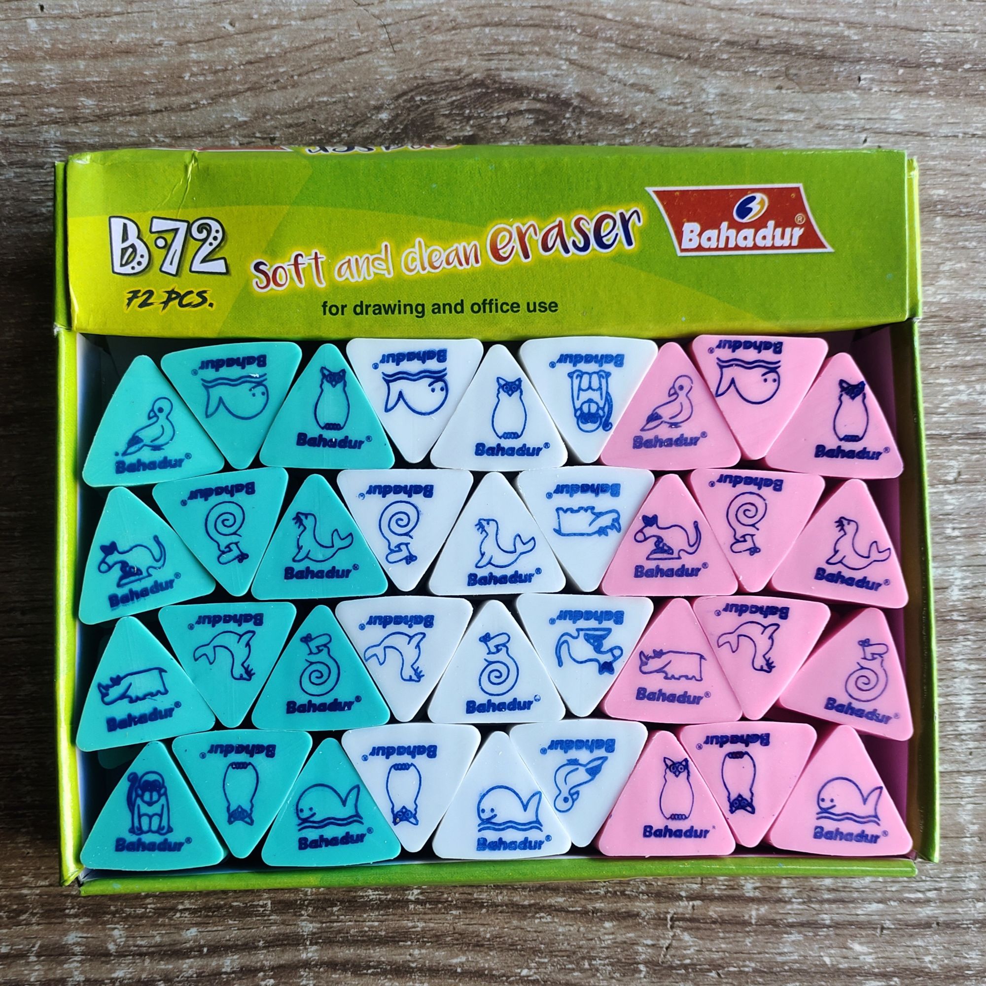 B72 model ERASER Bahadur Triangle Eraer Shap 72 piece | Daraz.pk