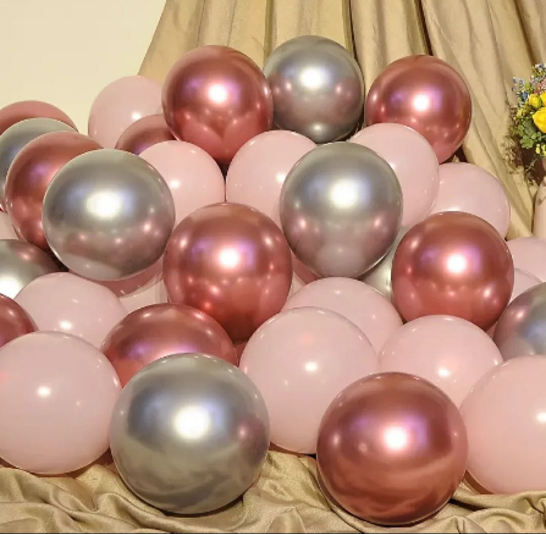 Pack of 30 Large Metallic Shiny Balloons (Pink, Silver balloons ) combo ...