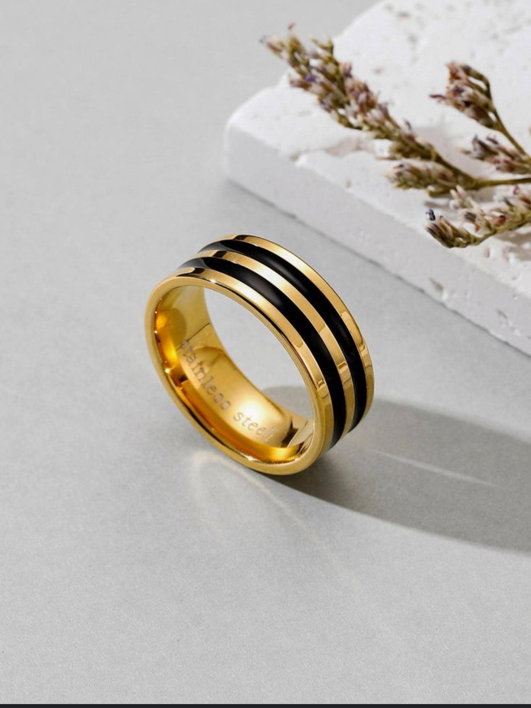 Ring for men's and boy gold and black ring | Daraz.pk
