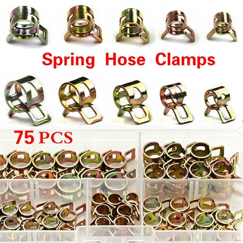 75 PCS Zinc Plated Spring Hose Pipe Clamp Air ( 6mm 7mm 8mm 9mm 10mm ...