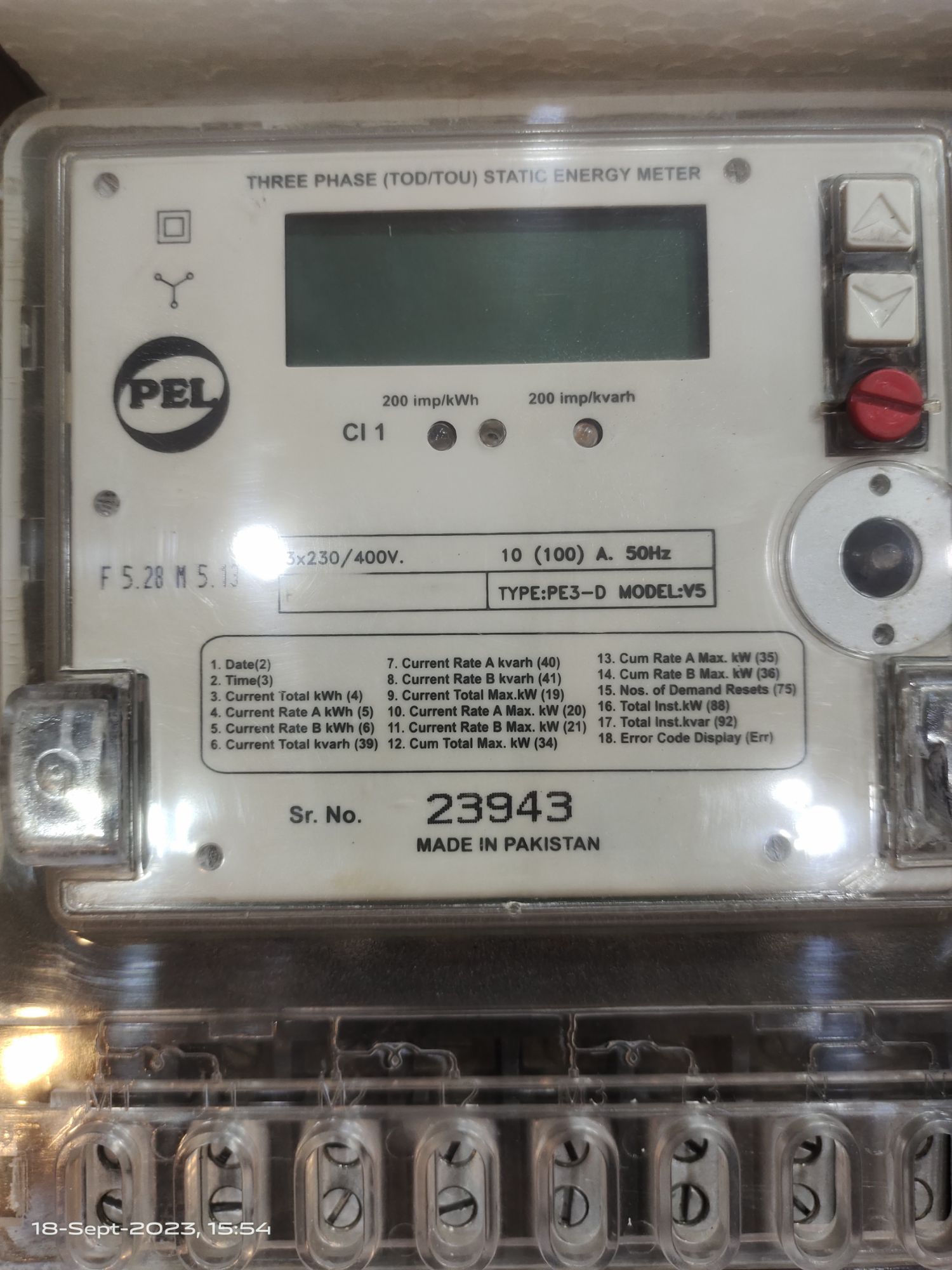 pel three phase meter original pel company made in Pakistan3 phase ...