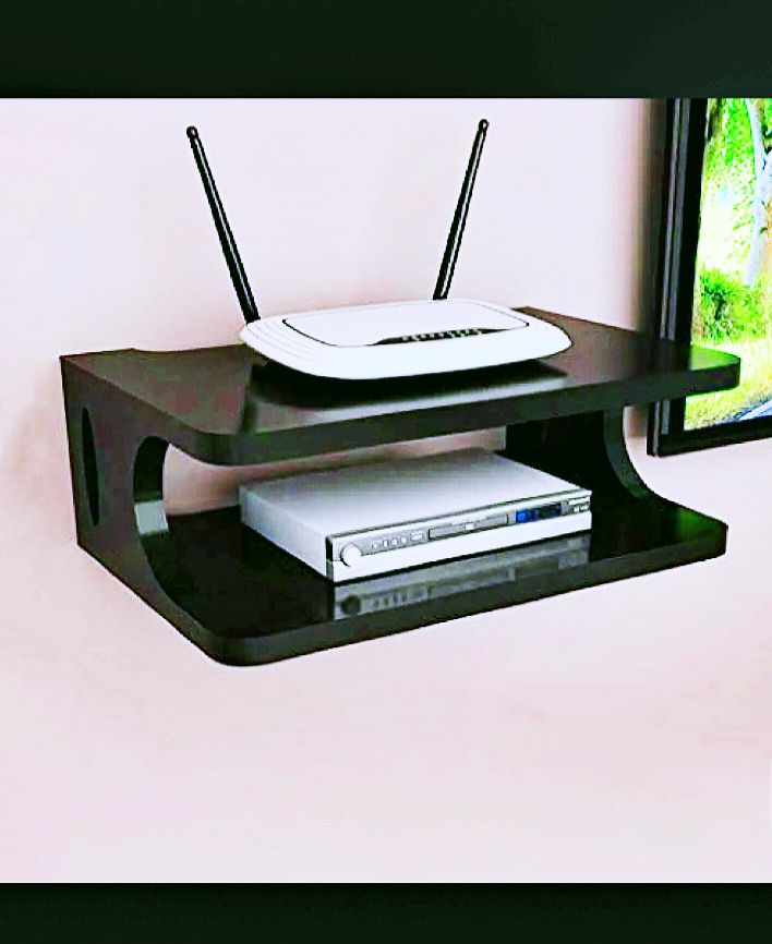 Wooden Wifi Router Stand - 2 Layers Floating Shelf - Phone Rack - Top ...