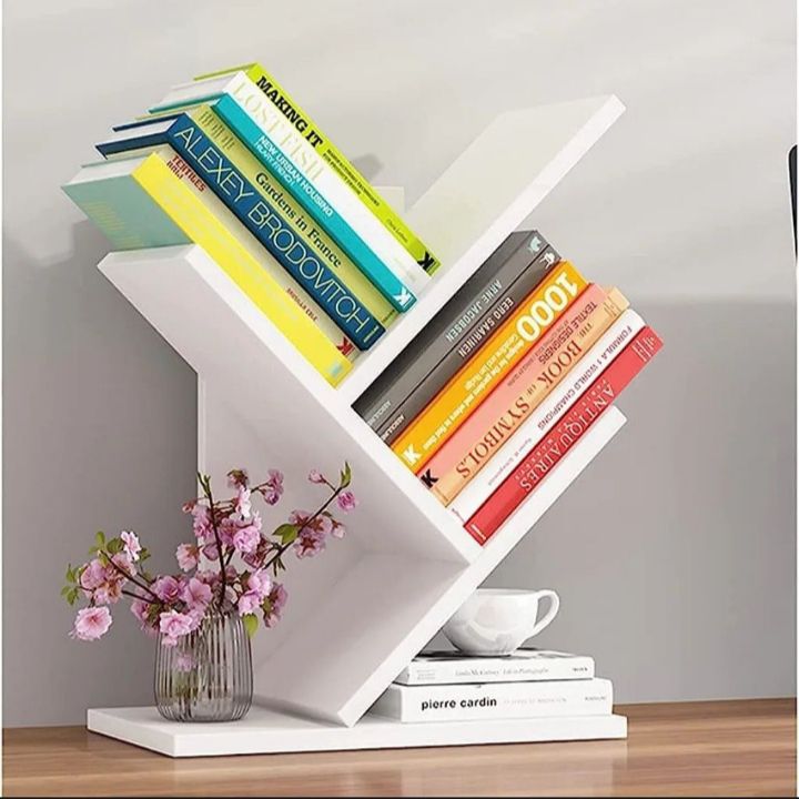 Tree-shaped bookshelf Desktop tree bookshelf 3-tier Bookcase Book rack ...