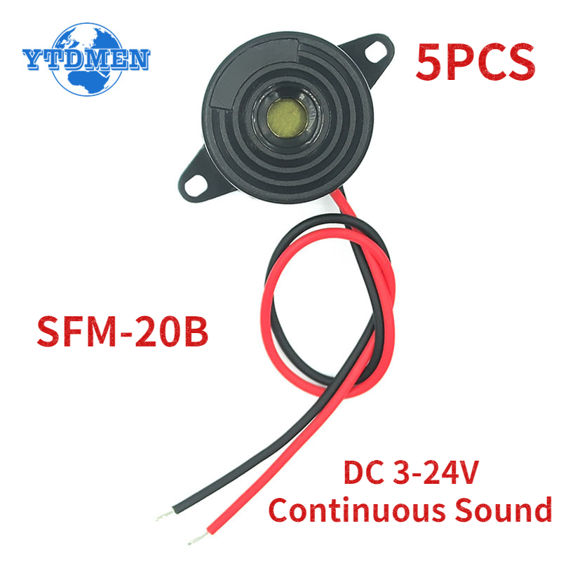 5PCS High Decibel SFM-20B Buzzer DC 3-24V Continuous Sound Buzzer 2312 ...