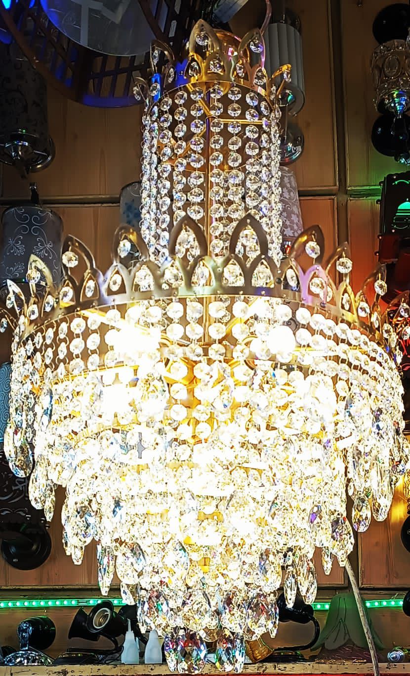 42 inch Length 10 light Big Size Heavy Crystal Stone Fanoos | Daraz.pk