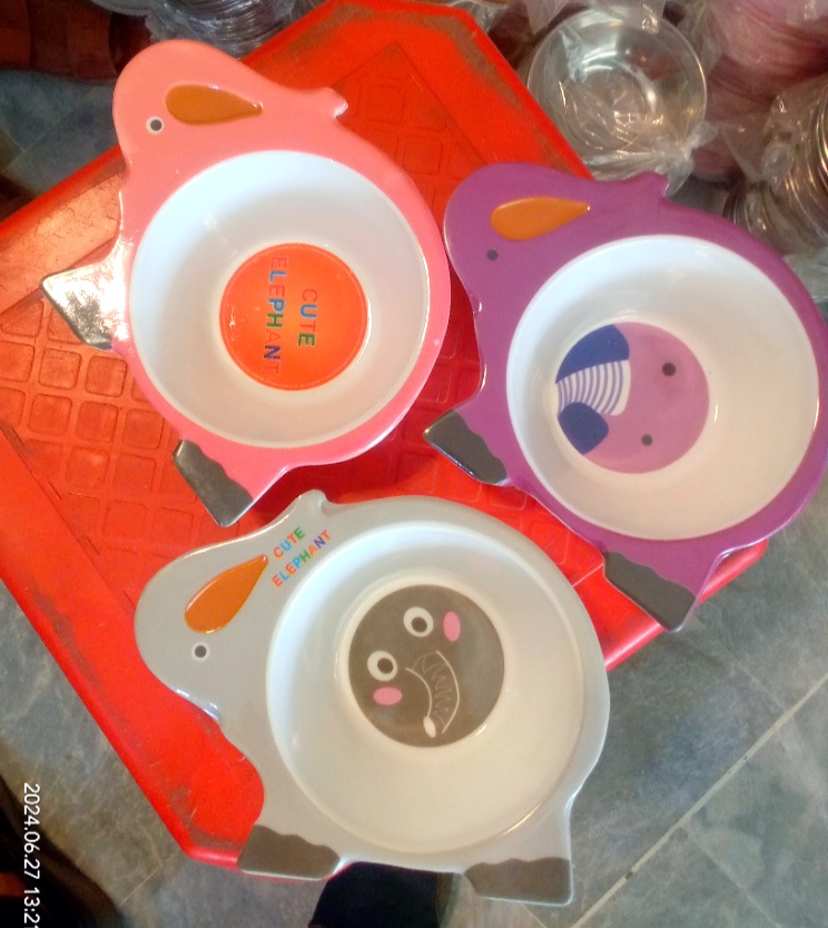 (Pack of 3) Elepant Shaped Plastic Bowls/Plates/Animal Shaped Bowl's ...