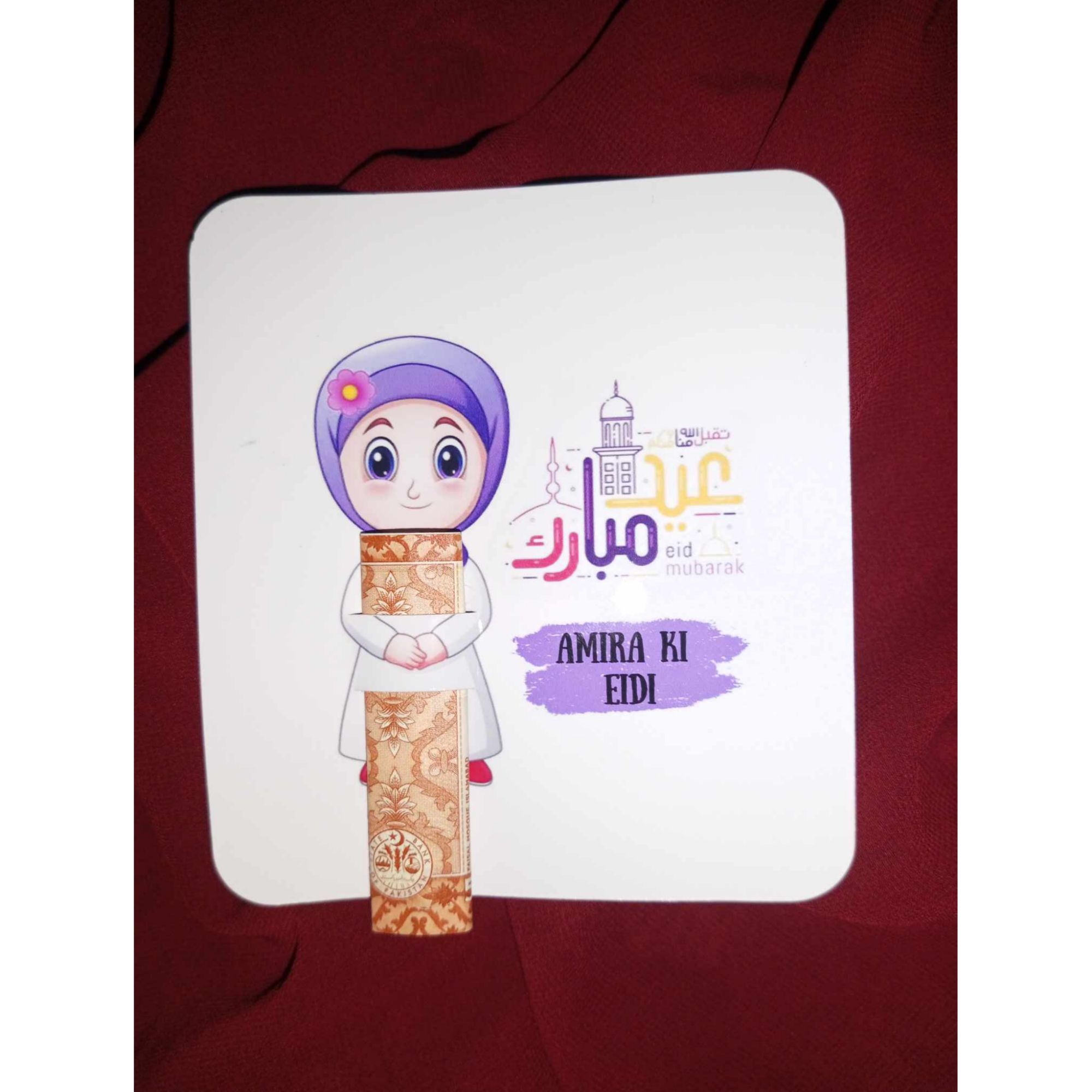Customized Muslim girl eidi card with Name for Kids PACK OF 4 | Daraz.pk