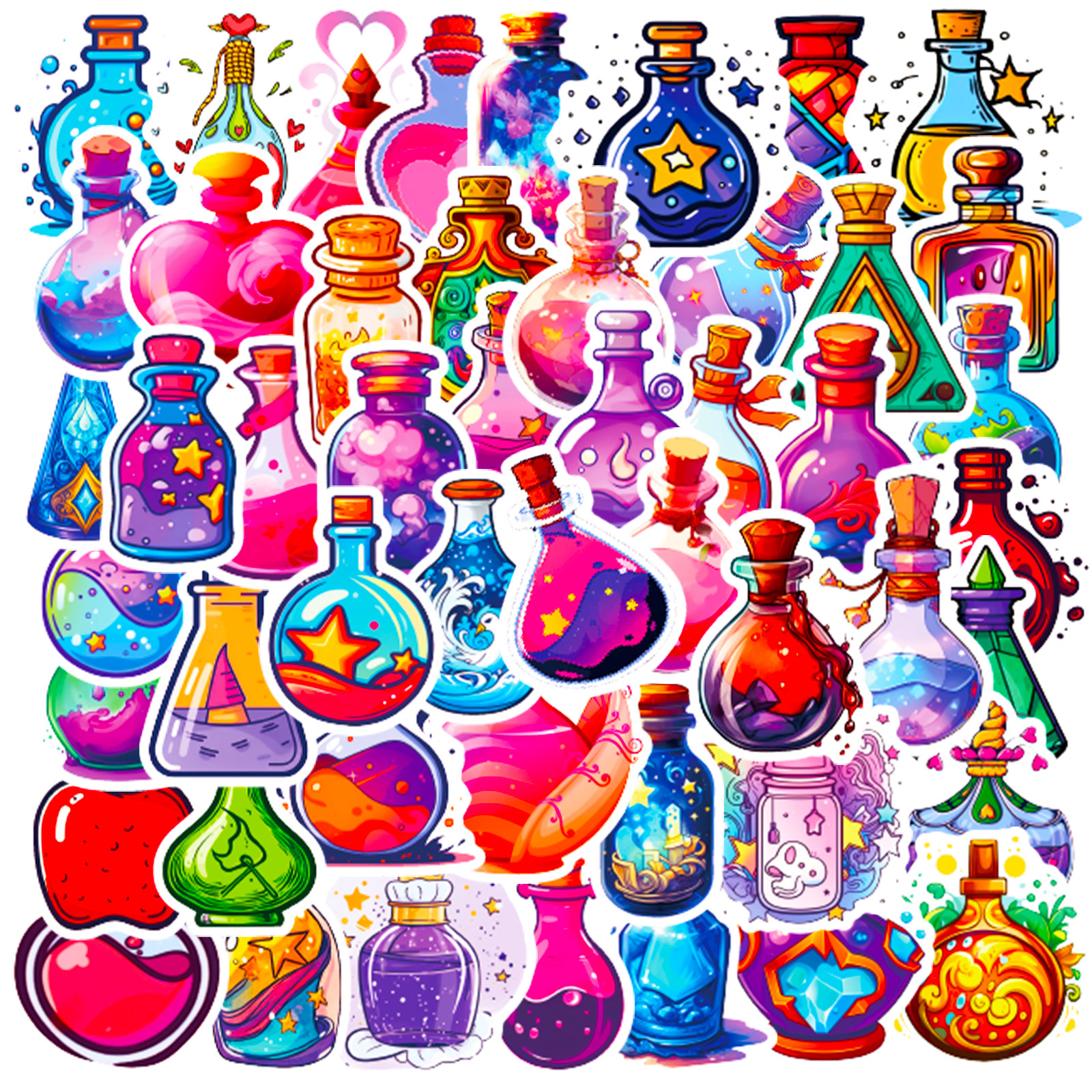 50PCS Witch Magic Potion Cartoon Graffiti Stickers Phone Guitar Laptop ...