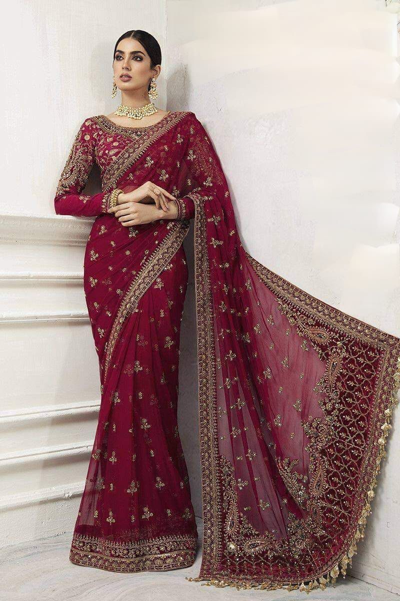 Latest Stone Work Wedding Sarees Collection 2024 | Daraz.pk