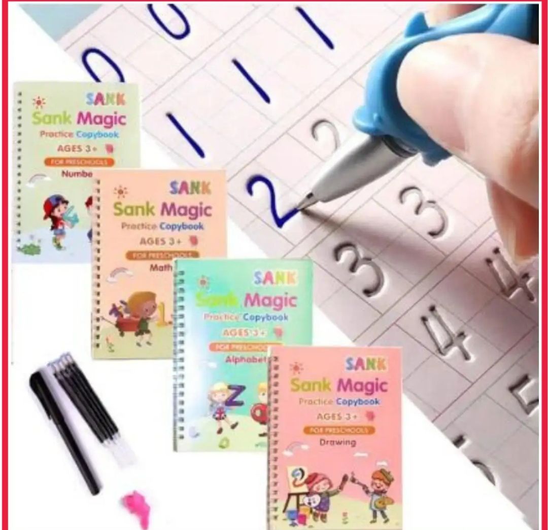 Sank Magic Practice Copybook (4 Books + Magic Pen & 10 Ink Refills ...