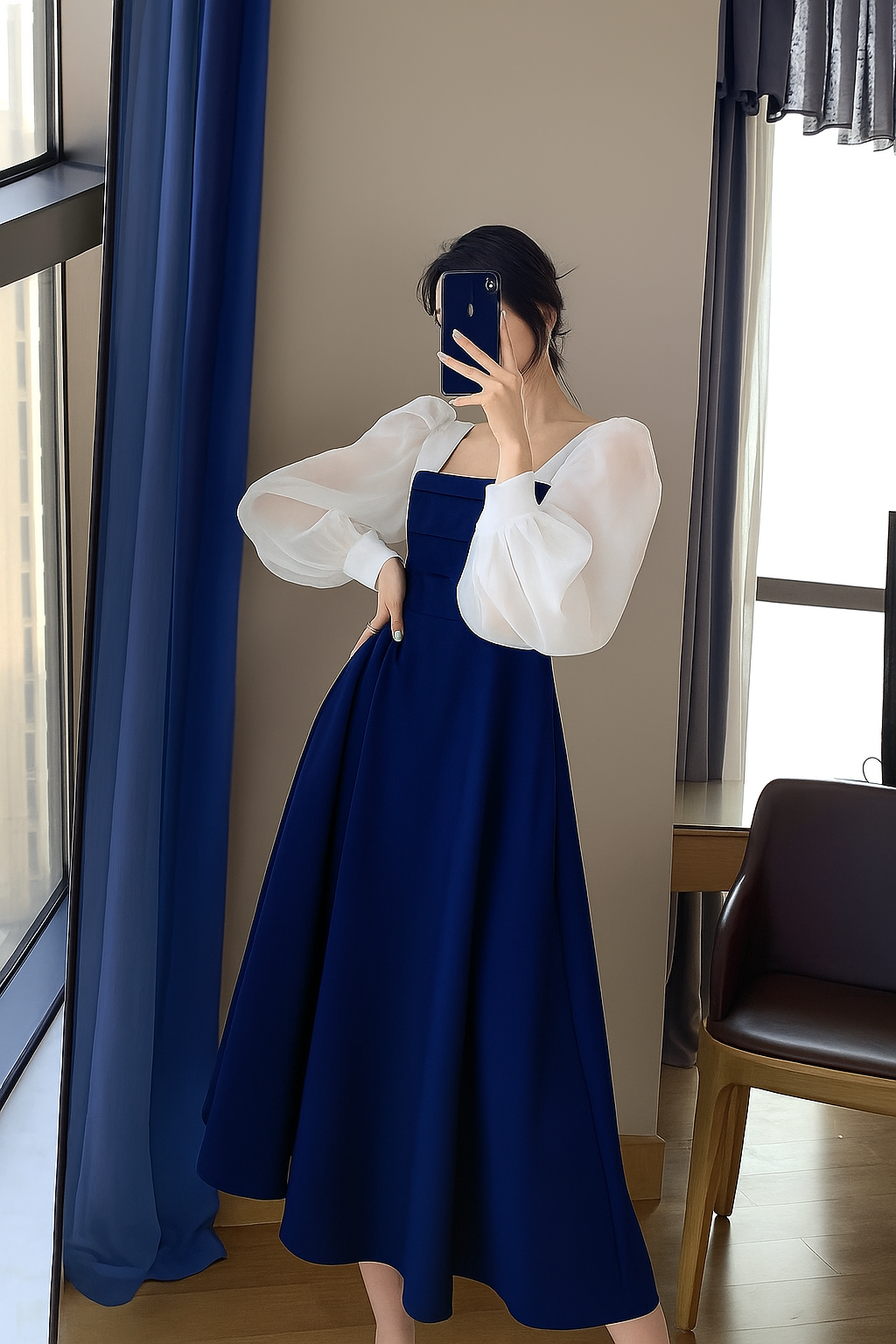 Color Block Dress Women's Winter Fashion Square Neck Celebrity Style ...