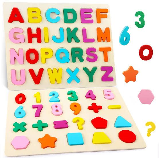 Wooden Alphabet | Puzzles & Numbers Count Board, Colorful ABC Uppercase ...