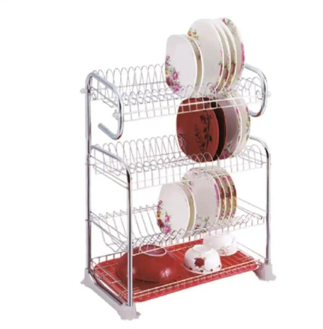 Special Edition B Shape 4 Tier Chrome Dish Rack , Dish Drain Rack With ...