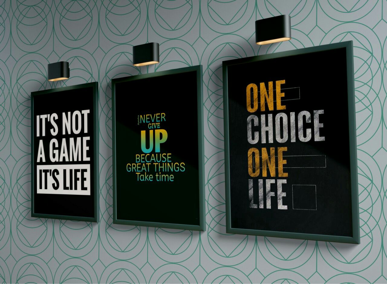 Set of 3 Motivational Quote Wall Frames, Quote for Office Wall Décor ...